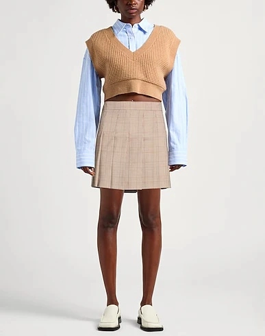 Max Mara Pleated Prince Of Wales Check Tweed Skirt