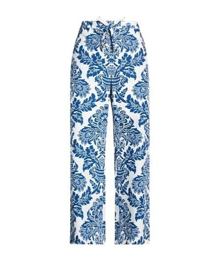 Max Mara Wide-leg Floral Print Poplin Trousers - Blue