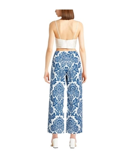Max Mara Wide-leg Floral Print Poplin Trousers - Blue