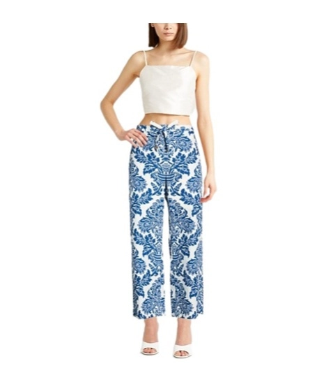 Max Mara Wide-leg Floral Print Poplin Trousers - Blue