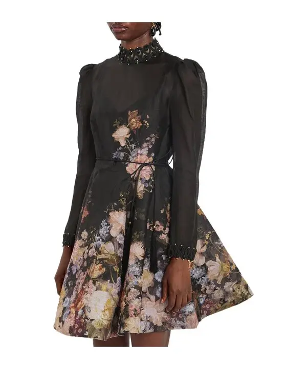 Zimmermann Floralprint Linen And Silkblend Mini Dress