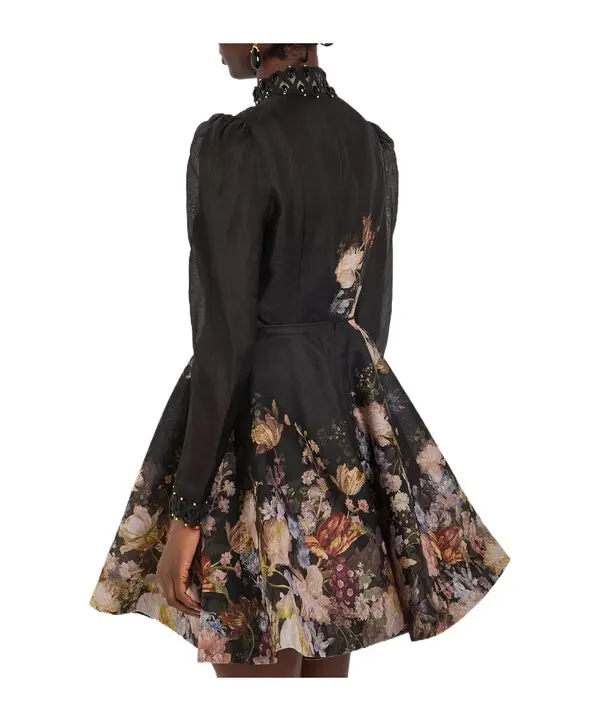 Zimmermann Floralprint Linen And Silkblend Mini Dress