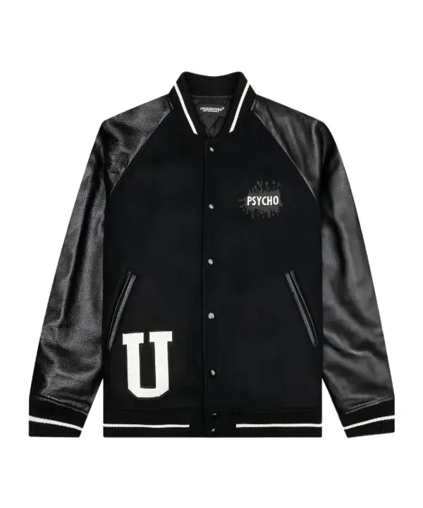 Undercover Psycho Leather-sleeved Bomber Jacket