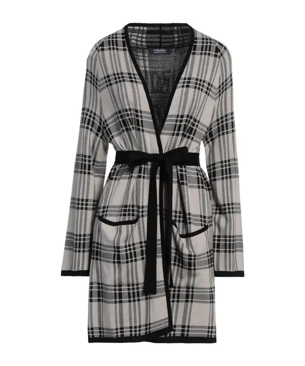 Max Mara Plaid Wool Lightweight Knit Sweater - Gray