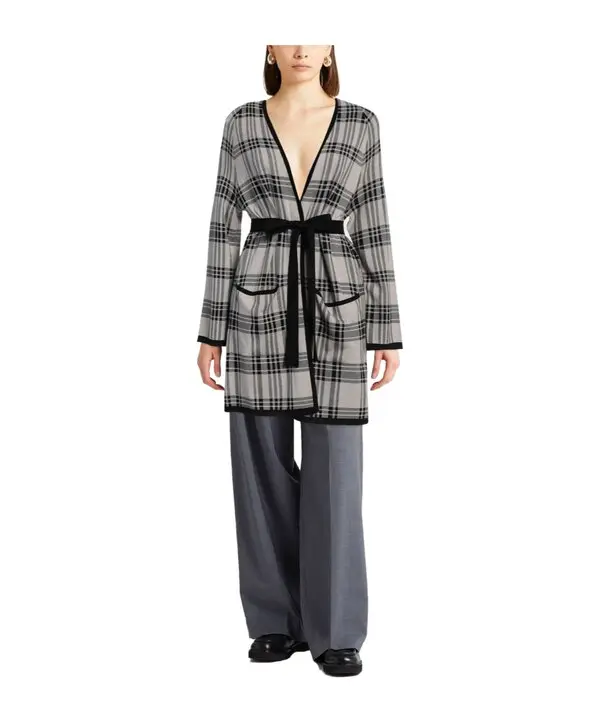 Max Mara Plaid Wool Lightweight Knit Sweater