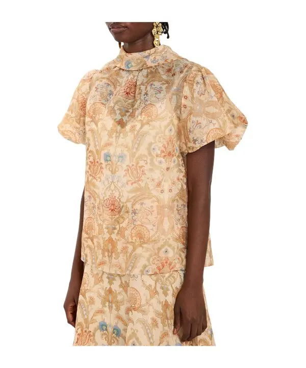 Zimmermann Printed Linen And Silkblend Blouse