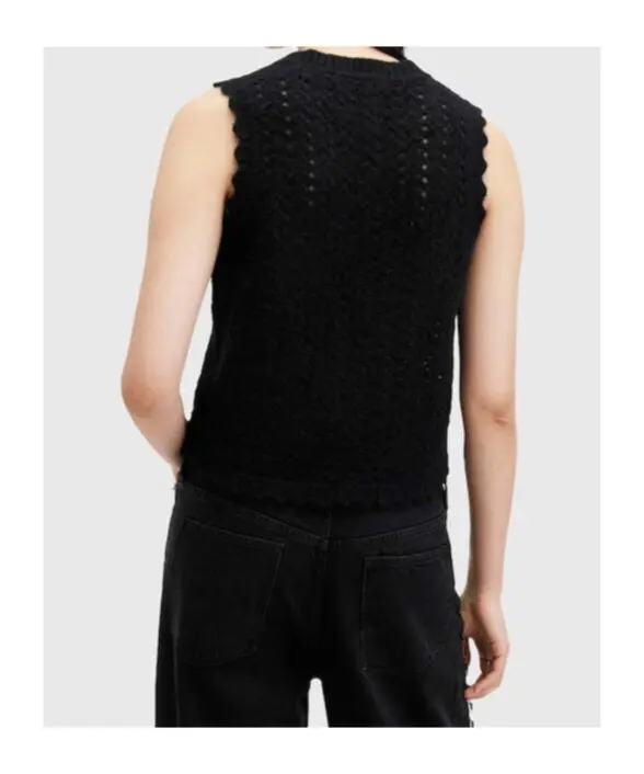 ALLSAINTS Vivian Scalloped Knit Tank Top - Black