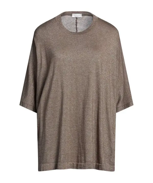 Brunello Cucinelli Shimmer Crewneck Short-sleeve Top - Gray
