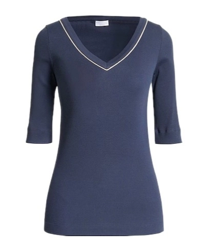 Brunello Cucinelli V-neck T-shirt With Appliqué And Trim