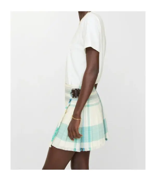 Burberry Check Viscose Blend Mini Kilt With Fringe Detail
