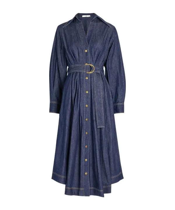Zimmermann Belted Denim Midi Shirt Dress - Blue
