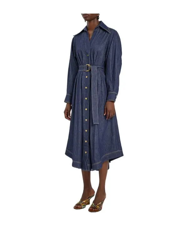 Zimmermann Belted Denim Midi Shirt Dress