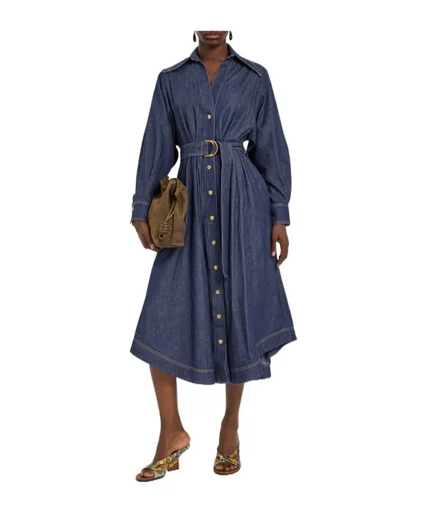 Zimmermann Belted Denim Midi Shirt Dress