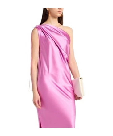 Max Mara One-shoulder Satin Gown With Side Slit