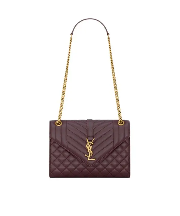 Saint Laurent Envelope Shoulder Bag - Red Cabernet