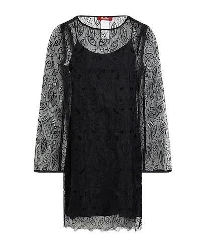 Max Mara Embroidered Organza Dress - Black