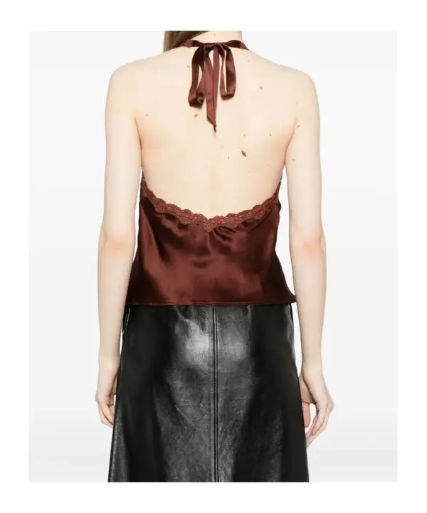 REFORMATION Monica Top With Lace Details - Cedar Brown