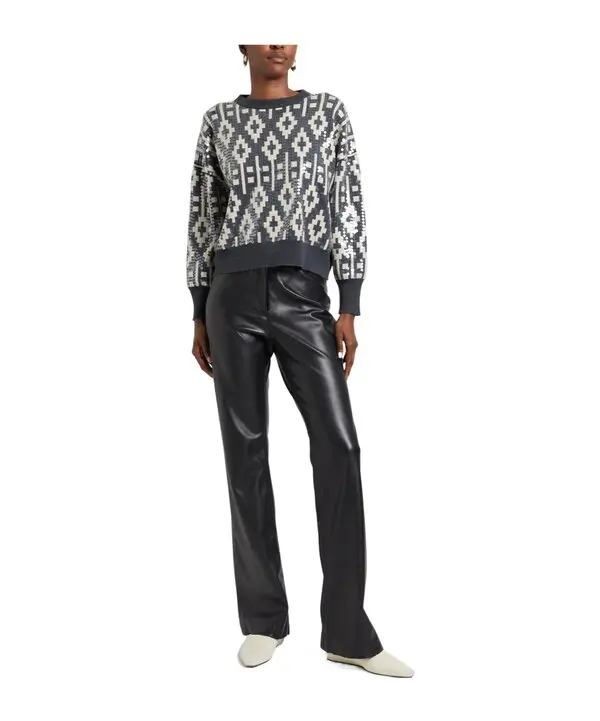 Brunello Cucinelli Geometric Jacquard Sequin Crewneck Knit Sweater