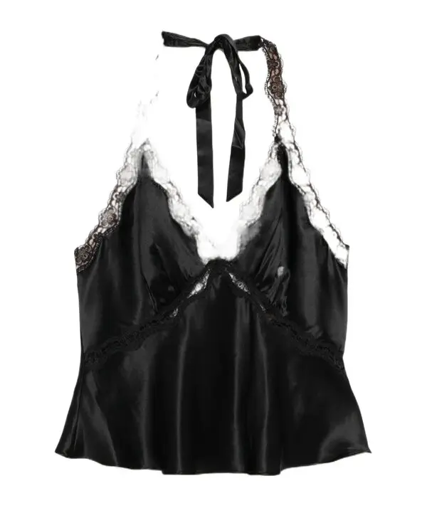 REFORMATION Monica Top With Lace Trim - Black