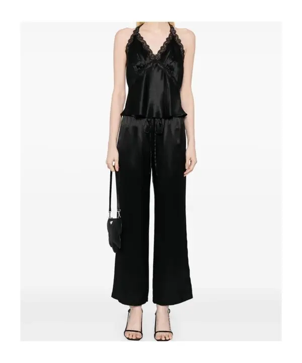 REFORMATION Monica Top With Lace Trim - Black