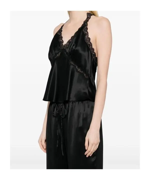 REFORMATION Monica Top With Lace Trim - Black