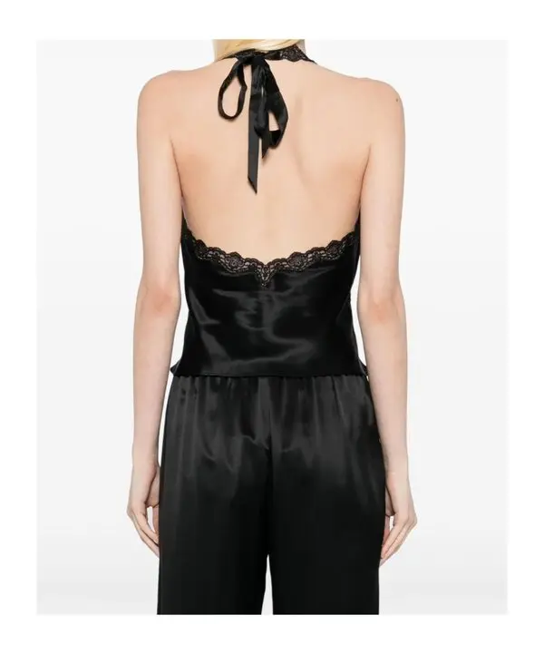 REFORMATION Monica Top With Lace Trim - Black