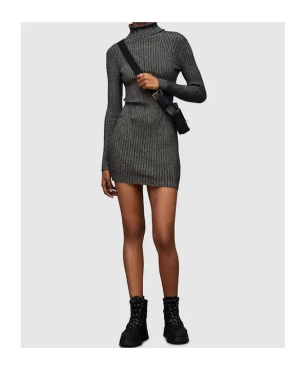 ALLSAINTS Ribbed Turtleneck Mini Dress