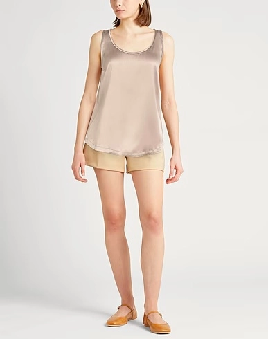 Brunello Cucinelli Sleeveless Satin Top With Appliqués - Nude