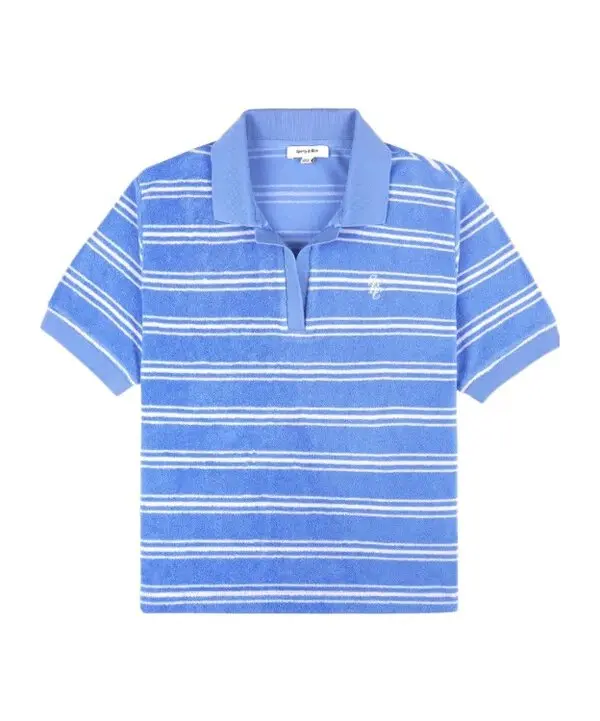 SPORTY  RICH Sporty & Rich Juniper Striped Polo T-shirt