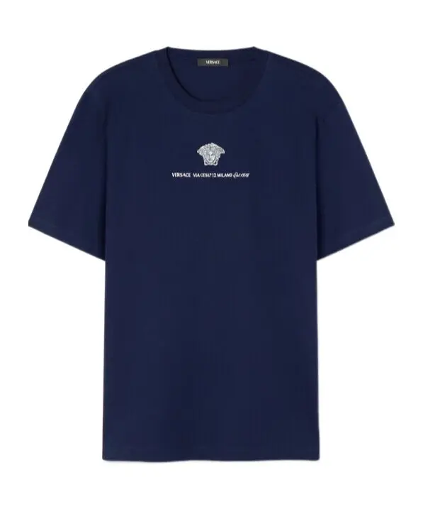 Versace Embroidered-medusa Head T-shirt - Black