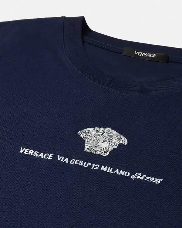 Versace Embroidered-medusa Head T-shirt
