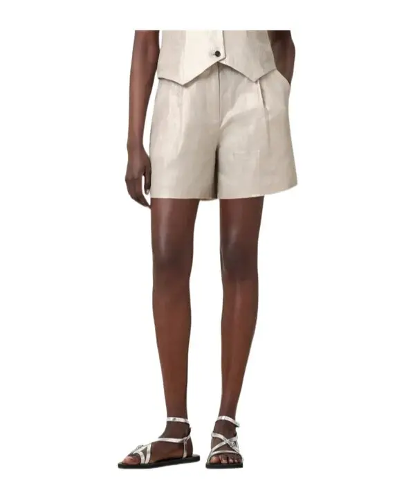 ALLSAINTS Averie Linen High-waisted Pleated Shorts