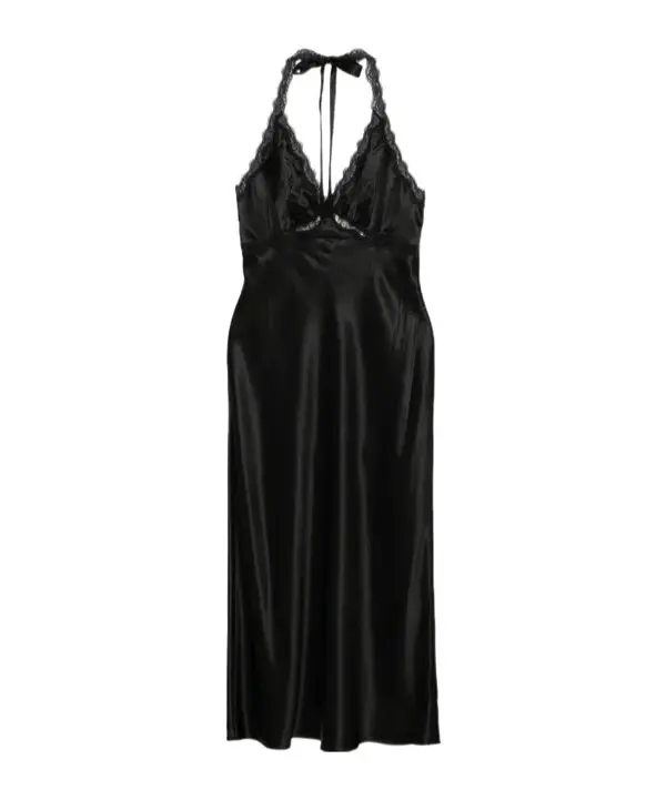 REFORMATION Nora Dress Sleeveless Halterneck Lace Trim Maxi Dress