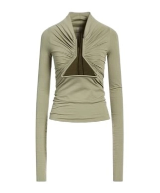 Rick Owens High-neck Long Sleeve Top With Cut Out - Nude