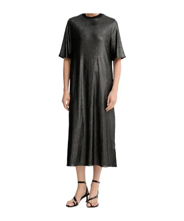 ALLSAINTS Anna Sequin Embellishment Midi Dress - Matte Black