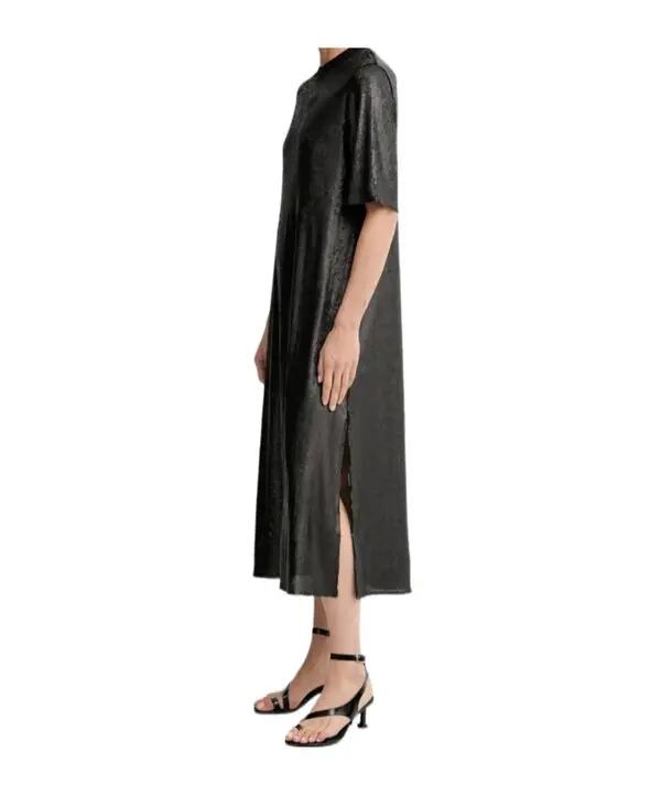ALLSAINTS Anna Sequin Embellishment Midi Dress - Matte Black