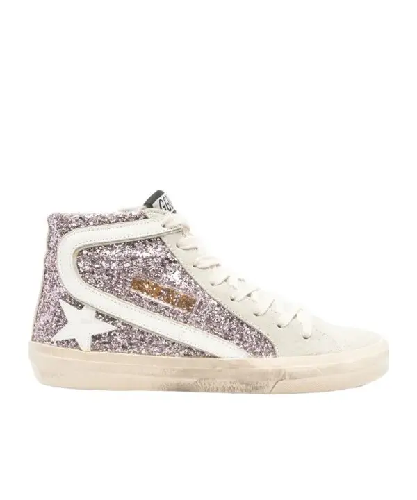 GOLDEN GOOSE Glitter-panel High-top Sneakers - Pink