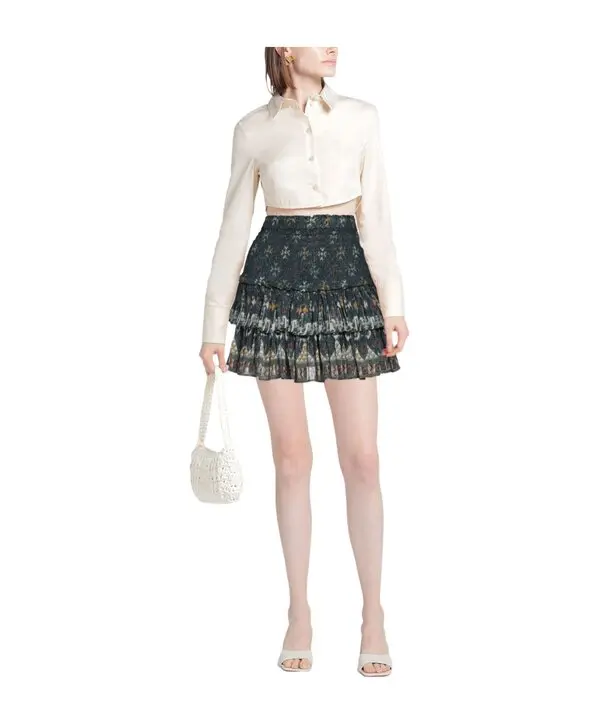 Isabel Marant Étoile Multicolor Tiered Ruched Gauze Skirt - Black