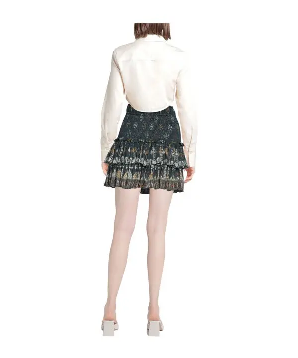 Isabel Marant Étoile Multicolor Tiered Ruched Gauze Skirt - Black