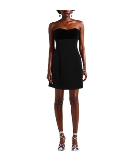 Max Mara Strapless Velvet & Crepe Dress
