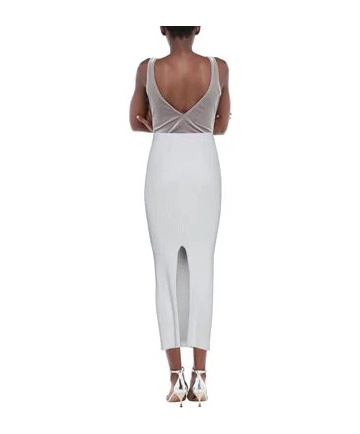 MAISON MARGIELA Vertical Rib Knit Midi Skirt - White