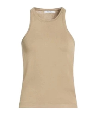 Max Mara Crewneck Racerback Ribbed Tank Top - Nude
