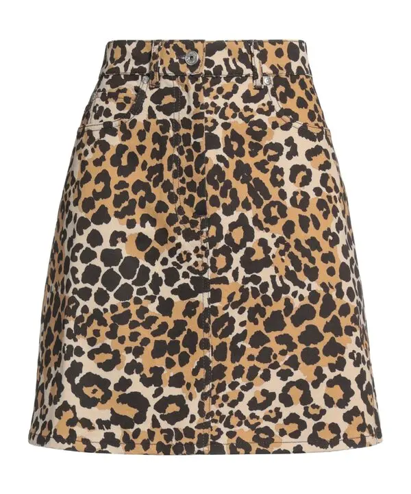 Max Mara Leopard Print Gabardine Flared Mini Skirt