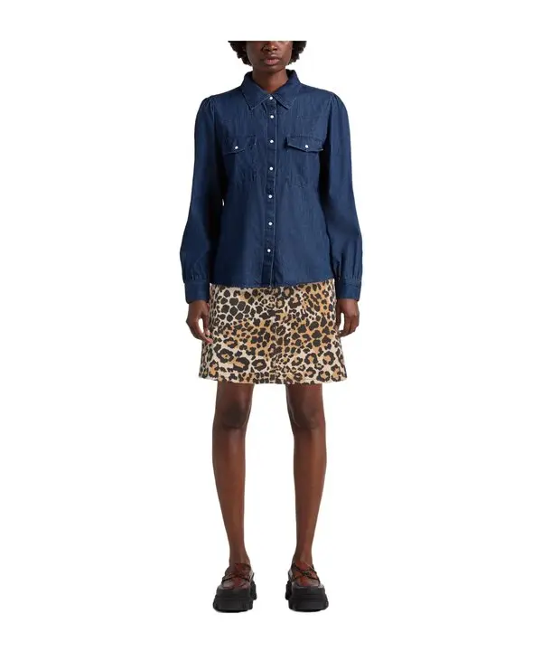 Max Mara Leopard Print Gabardine Flared Mini Skirt