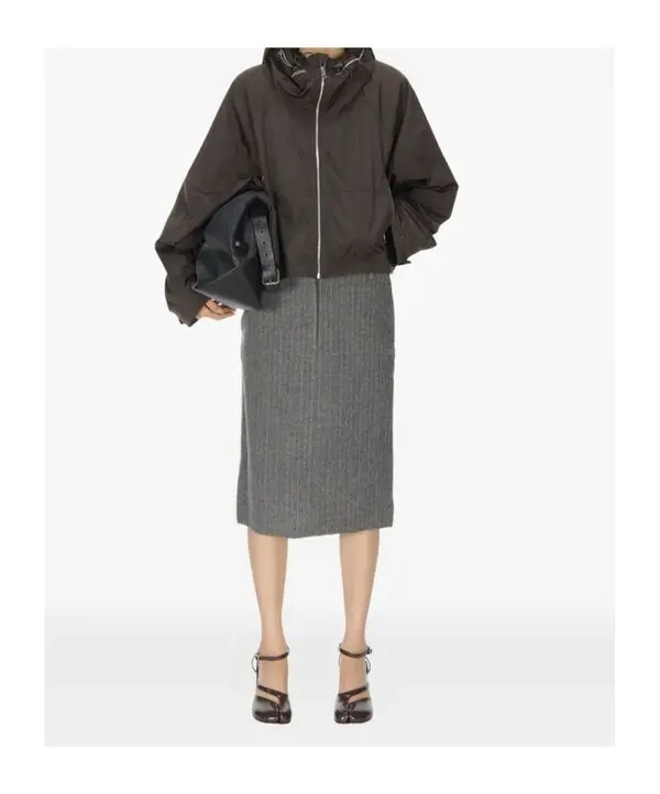 LOW CLASSIC Drawstring-neck Zip Jacket - Black