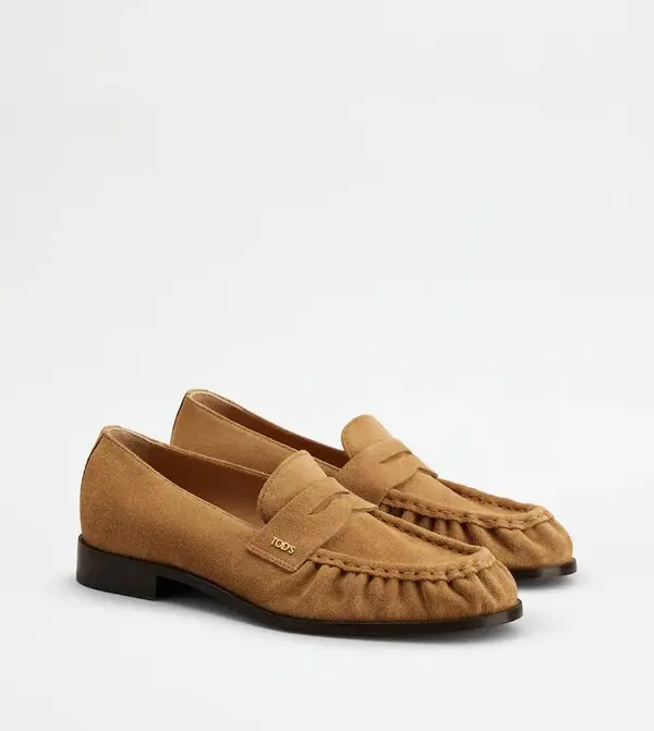 TOD'S Suede Loafers With Logo Detail