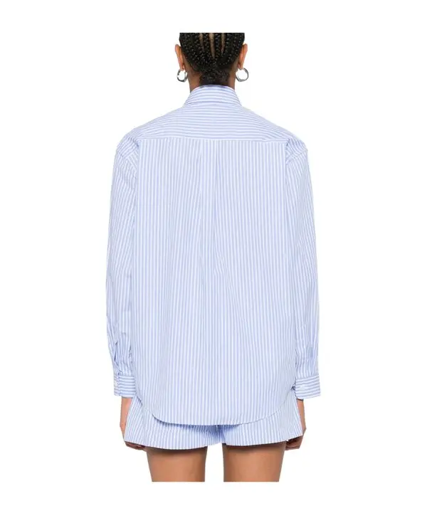 SPORTY  RICH Sporty & Rich Striped Embroidered Shirt