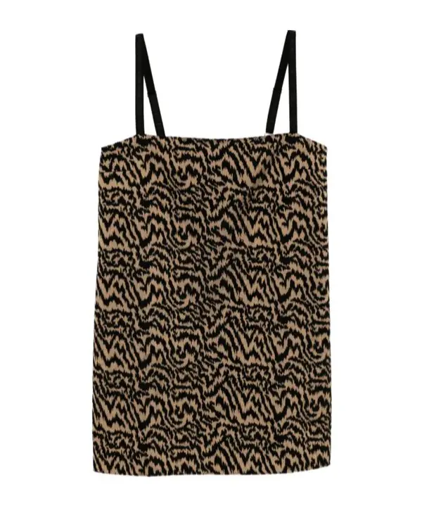 REFORMATION Adette Dress Animal Print Square Neck Spaghetti Strap Dress