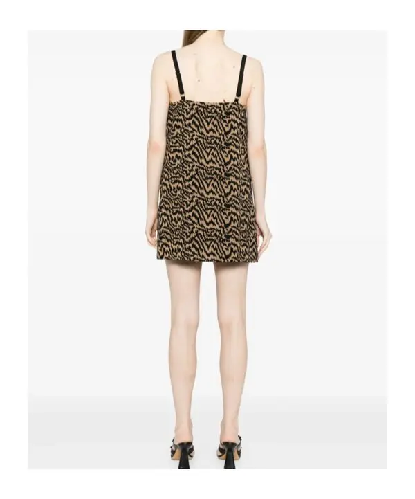 REFORMATION Adette Dress Animal Print Square Neck Spaghetti Strap Dress