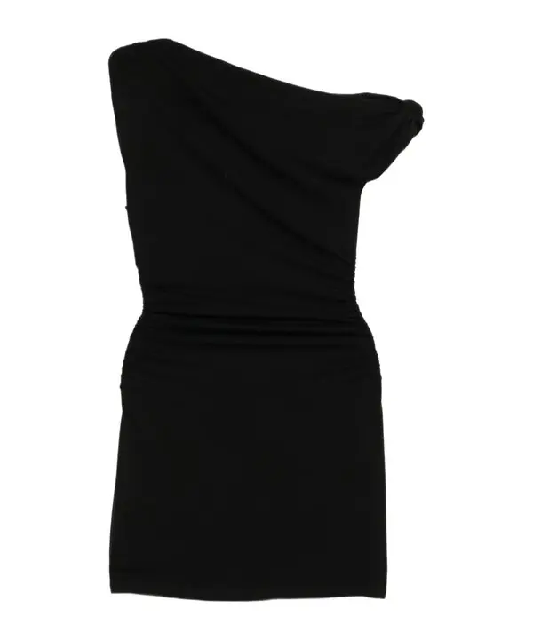 REFORMATION Belle Dress With Asymmetrical Sleeves And Pleating - Black